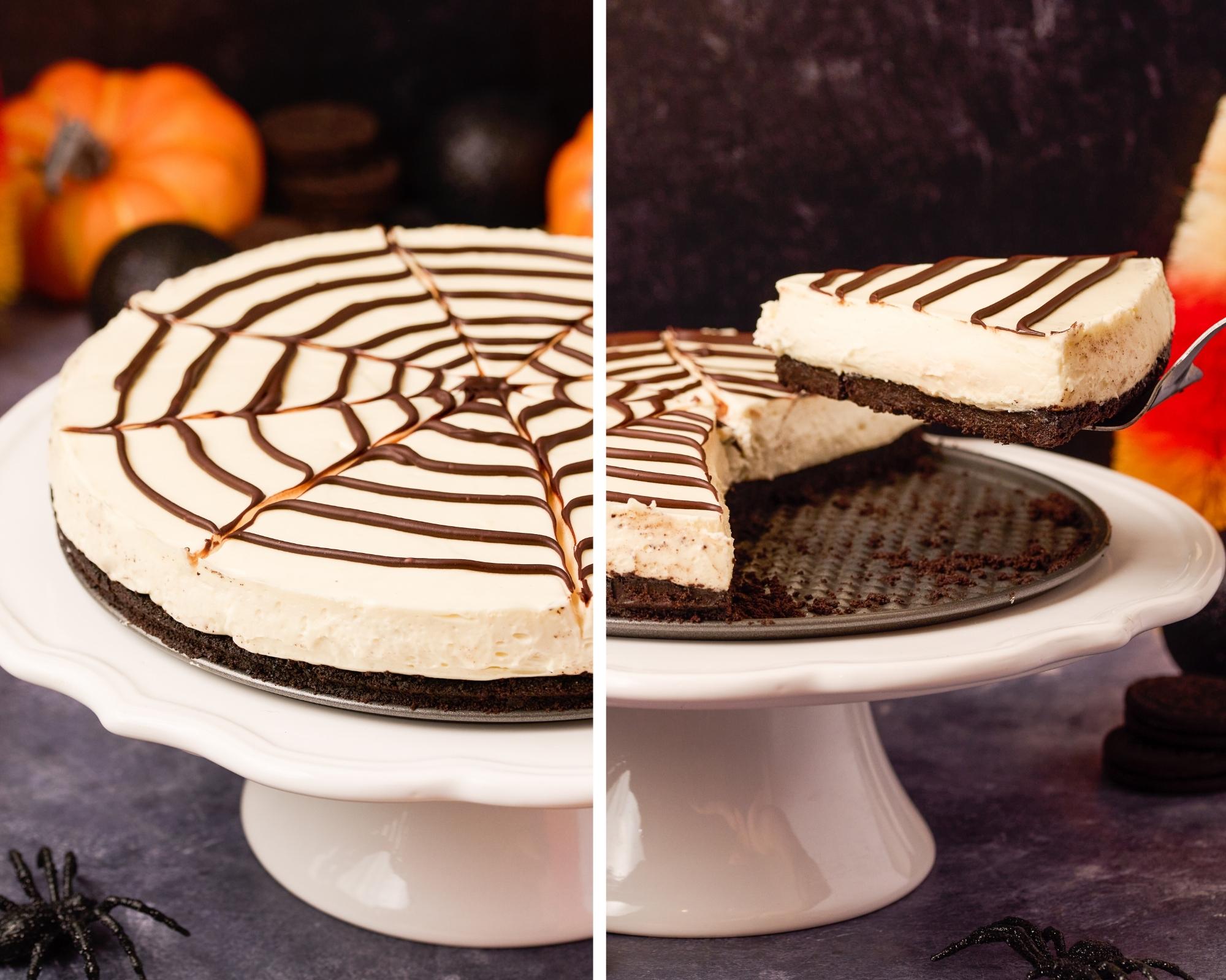No-Bake Spiderweb Cheesecake Recipe - Hip Mama's Place