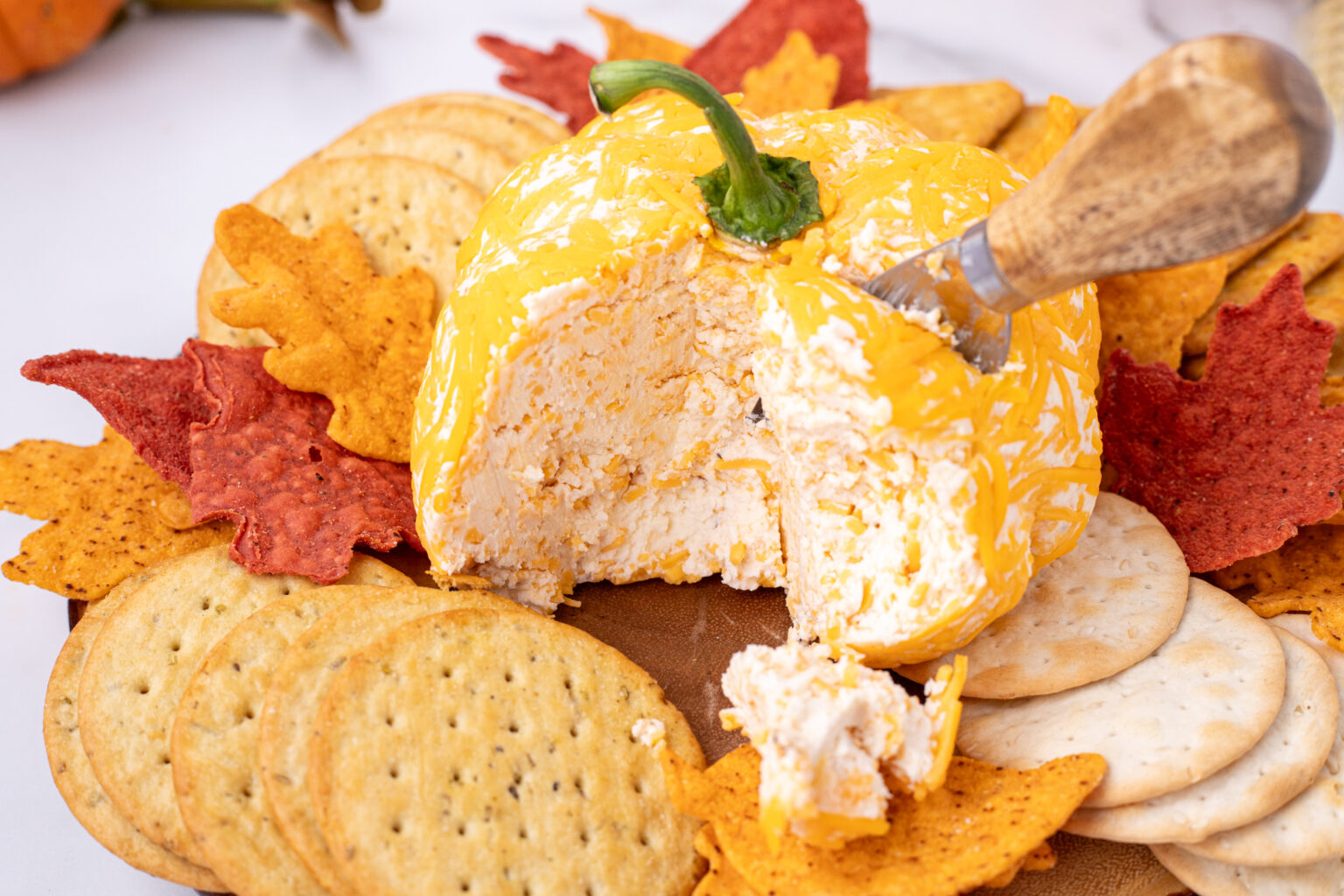 Pumpkin-Shaped Cheese Ball - Easy Appetizer for Fall - Hip Mama's Place