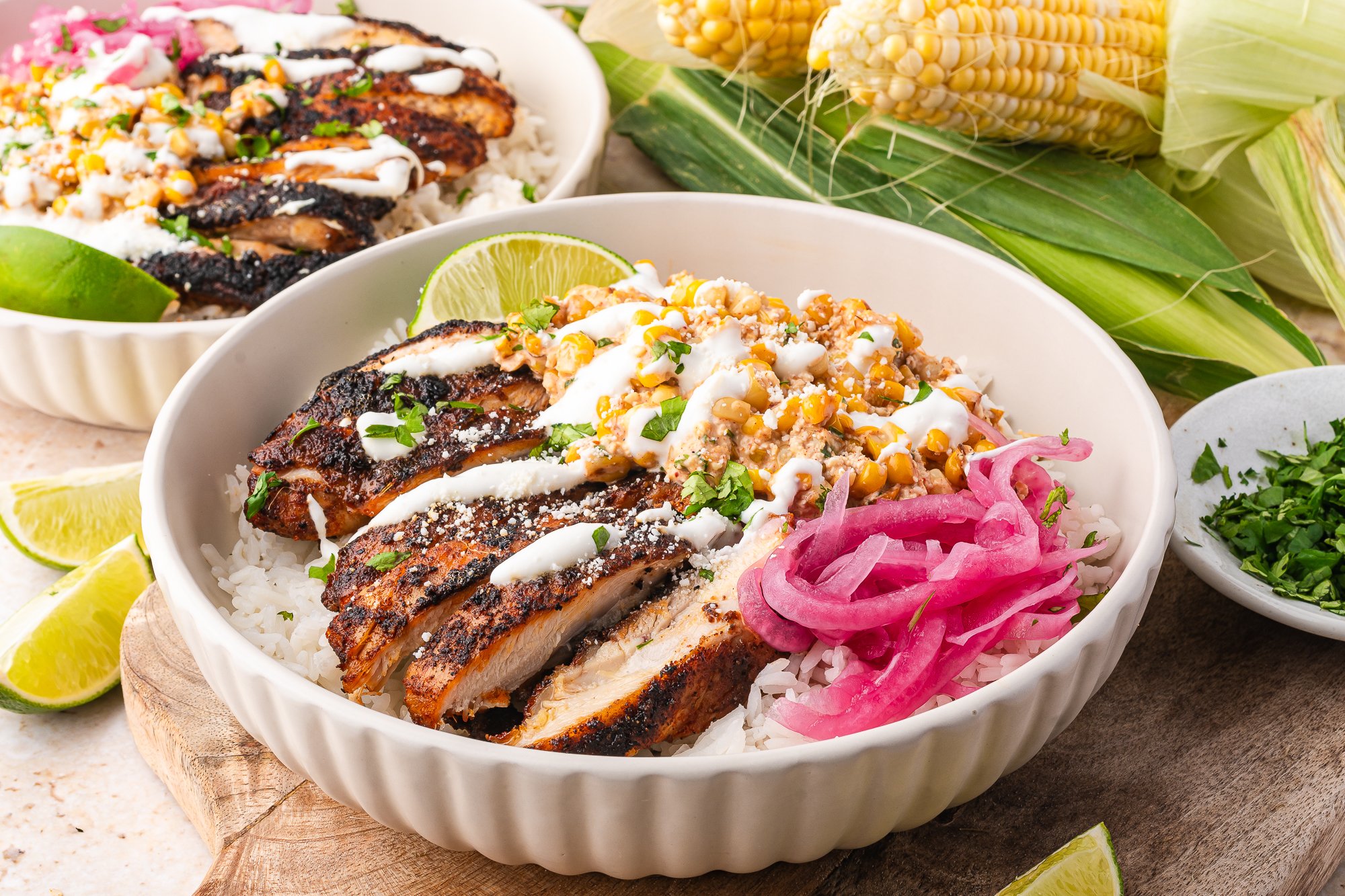 Street Corn Chicken Rice Bowls - Hip Mama's Place
